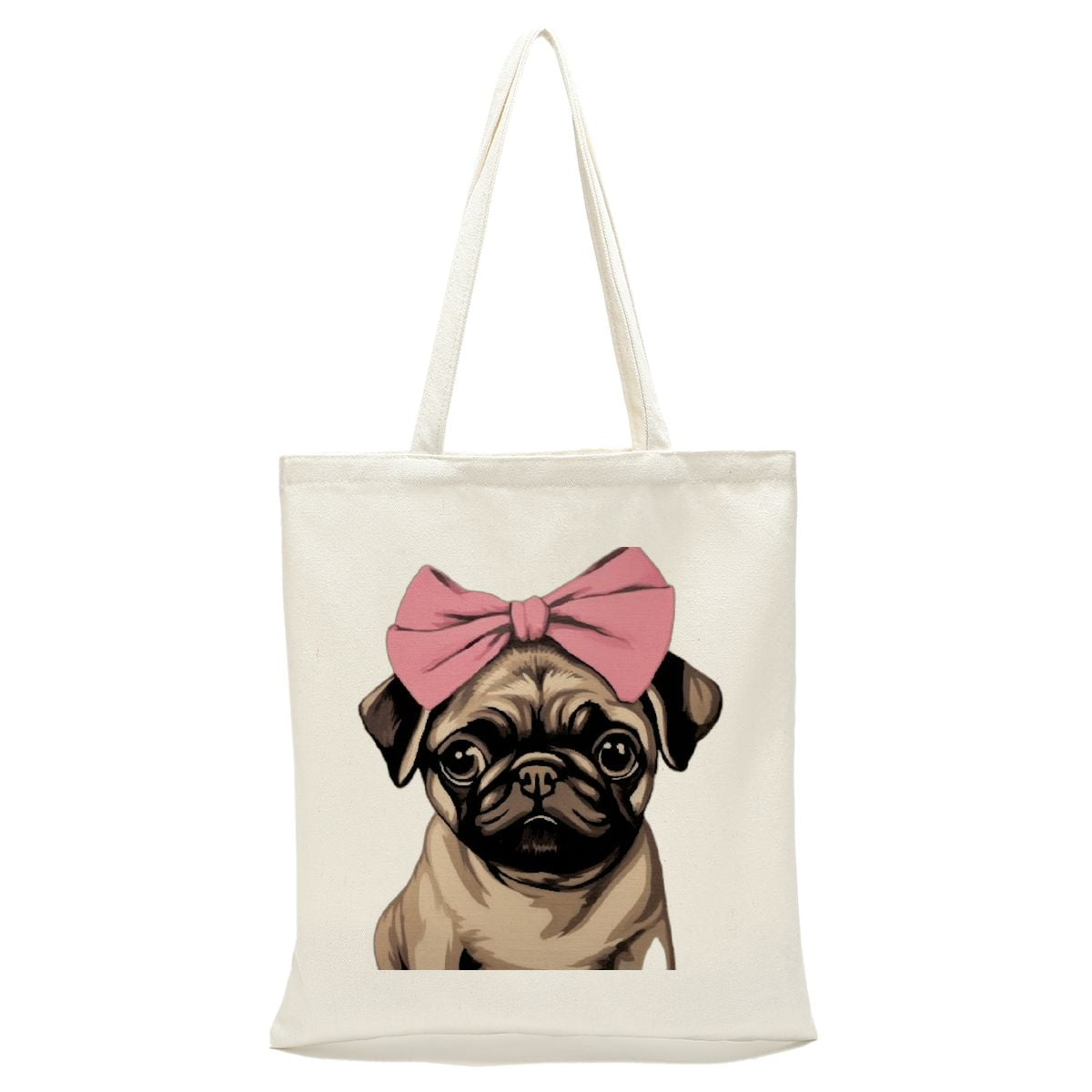 COMIO Cute Pug Dog Canvas Tote Bag Reusable Grocery Bags Aesthetic ...