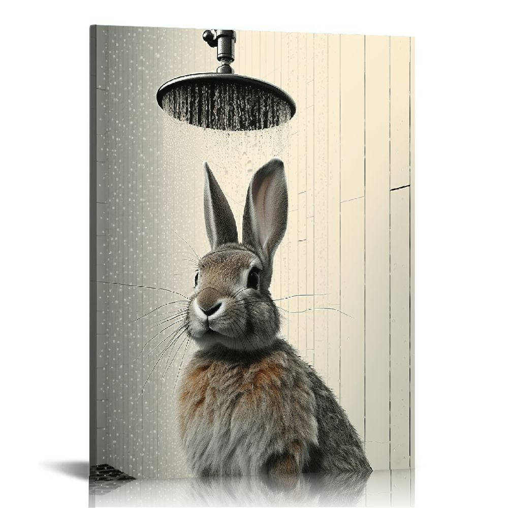 COMIO Cute Rabbit Bathroom Wall Art Prints, Vintage Pictures Wall Decor ...