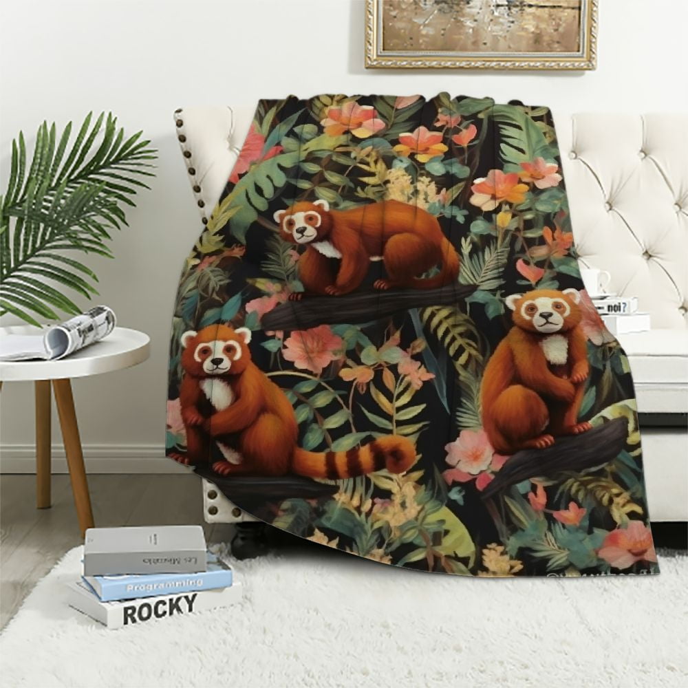 COMIO Cute Red Panda Throw Blanket Gift for Girls Boys Kids Forest ...