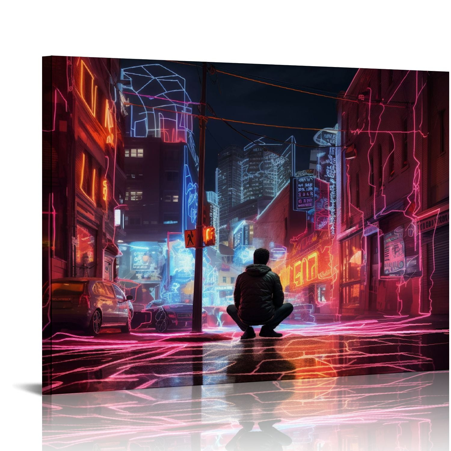 COMIO Cyberpunk Canvas Wall Art Posters and Prints Artwork Cityscape ...