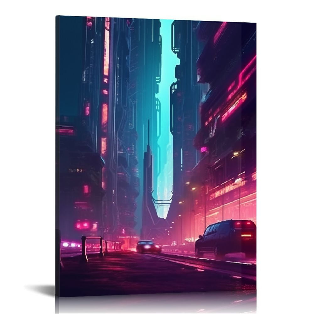 COMIO Cyberpunk Paintings for Living Room Colorful Cyberpunk City ...