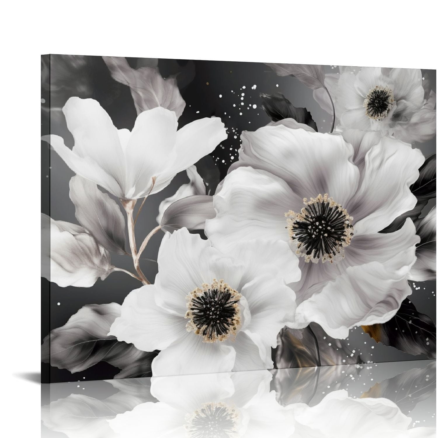 COMIO Dandelion Wall Art Grey White Flower Canvas Print Flora Picture ...