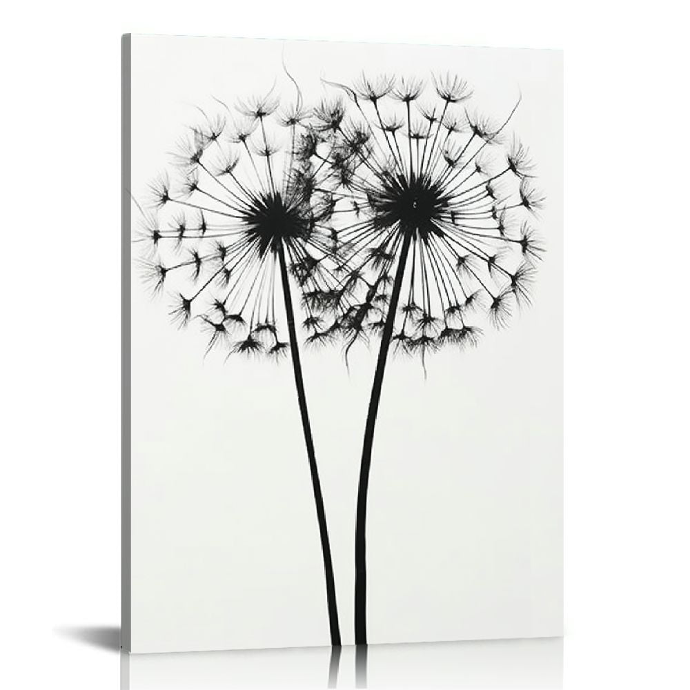 COMIO Dandelion Wall Decor,Black and White Flower Canvas Wall Art ...