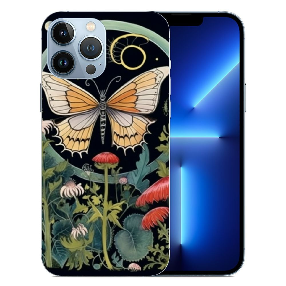 COMIO Dark Green Mushroom Night Moth Snail Case for iPhone 14 Plus ...