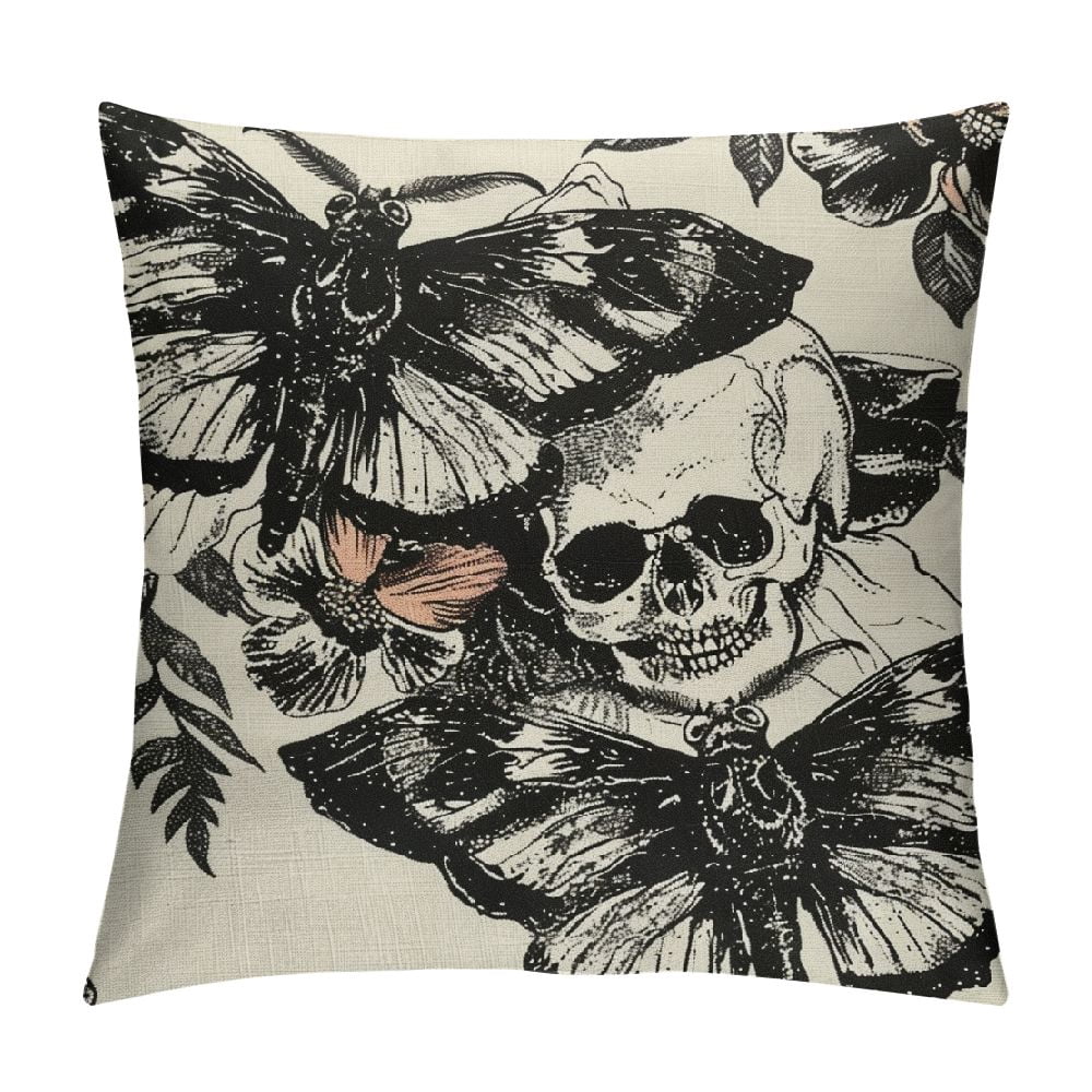 MLJA Death Moth Cushion Covers Skull Decor Outdoor Throw Pillow Covers ...