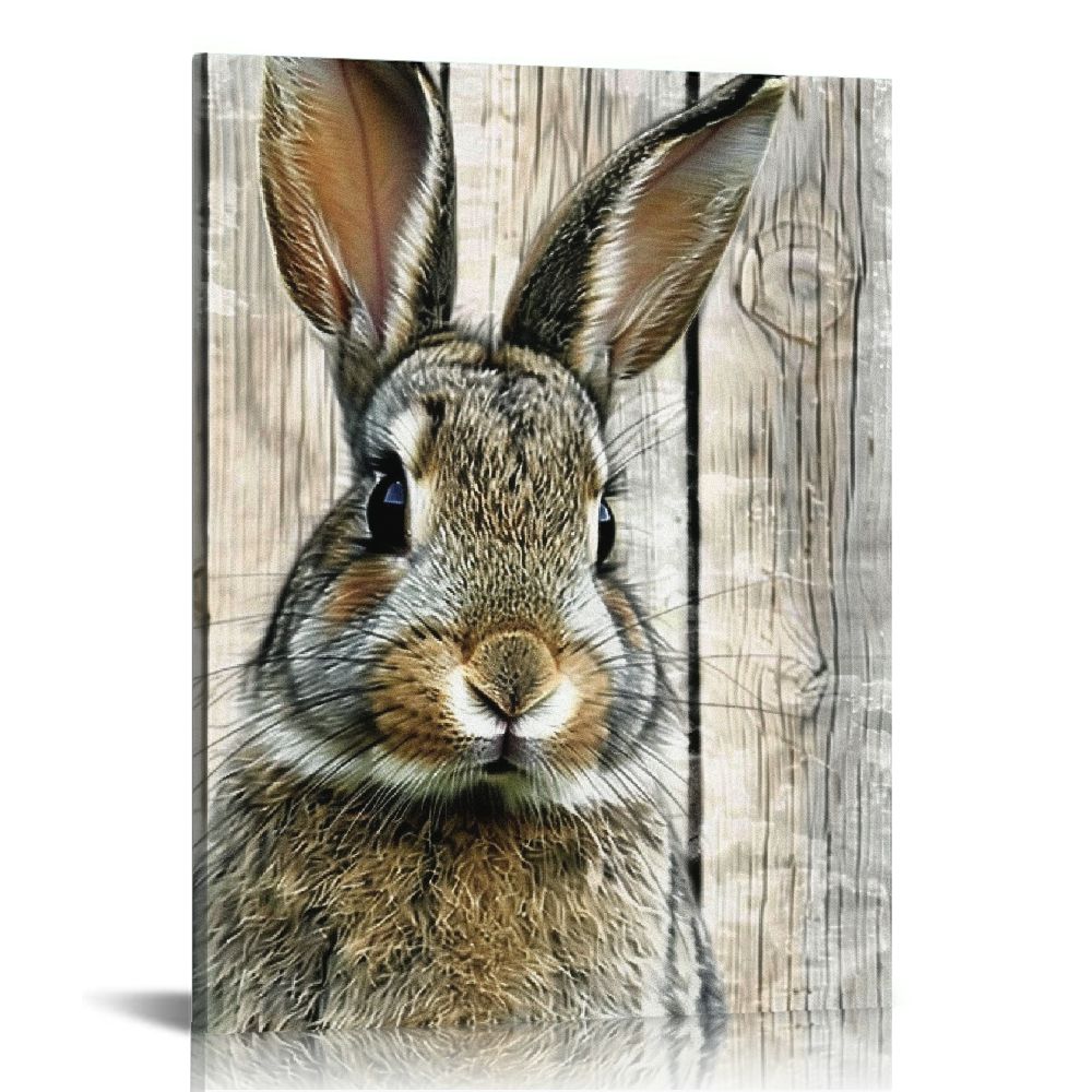 MLJA Decor Easter Bunny Canvas Wall Art Brown Lovely Rabbit Prints Room ...