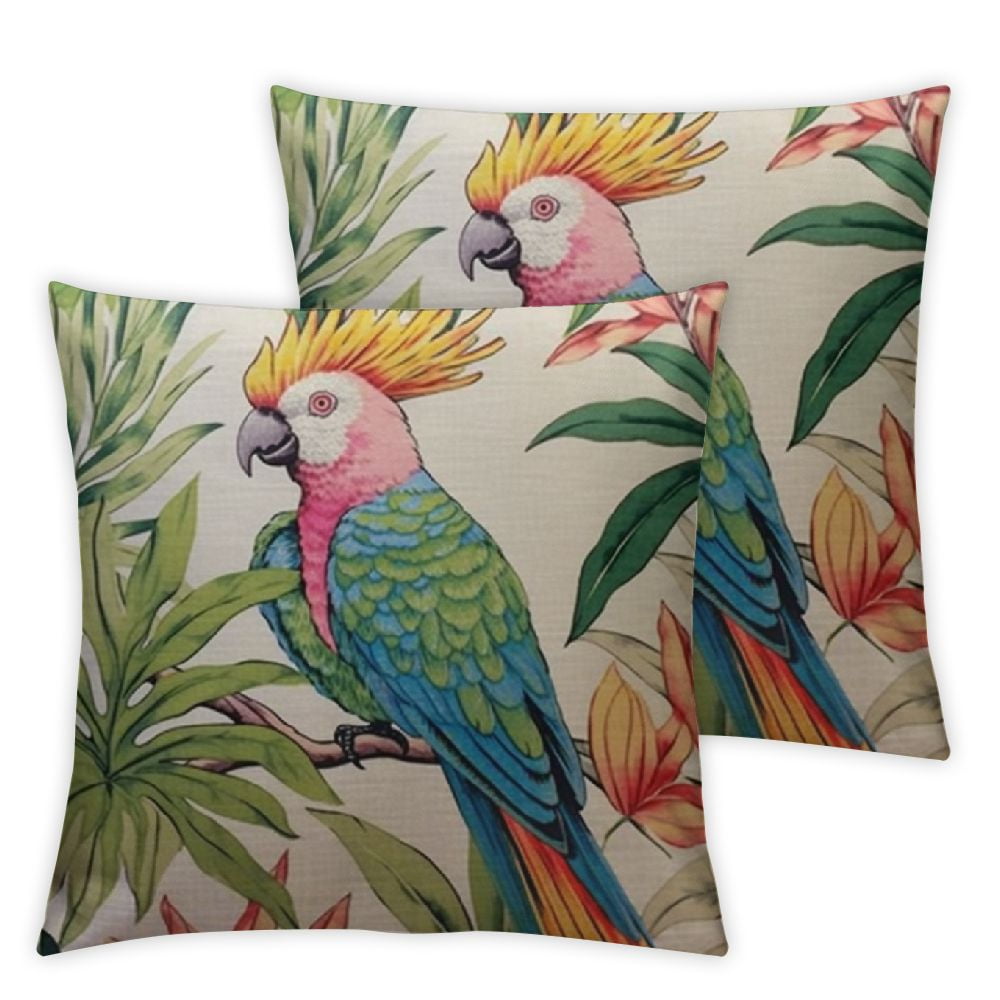 COMIO Decoraive Throw Pillow Covers Cockatoo Allover Tropical Pattern ...