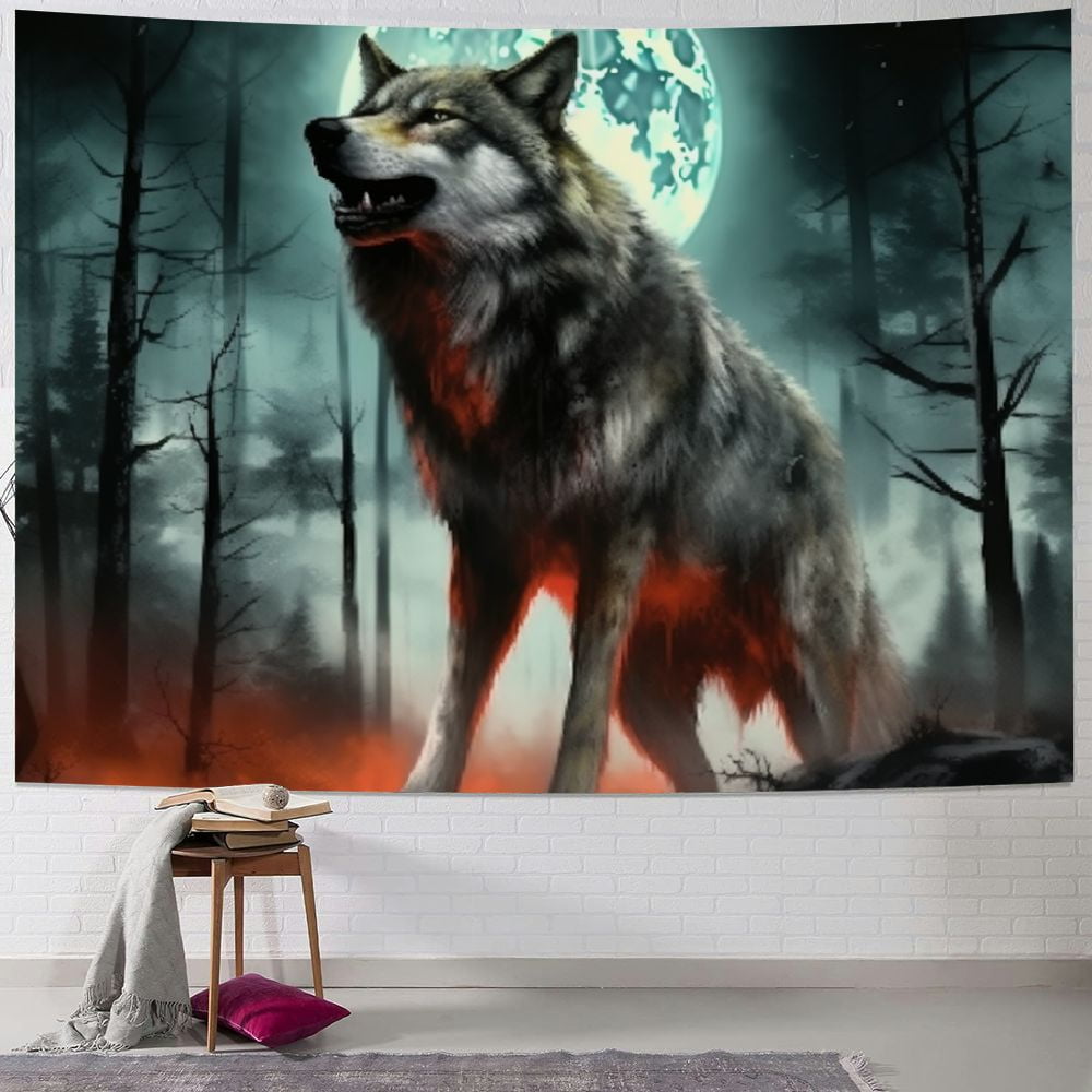 COMIO Decorations for Dorm Wolf Close-up Forest Animal Tapestry ...