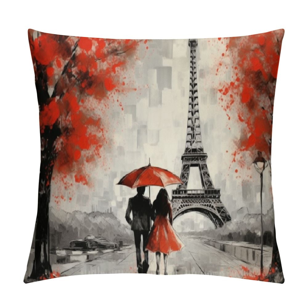 COMIO Decorative Eiffel Tower Throw Pillow Cover Oil Painting France ... COMIO Decorative Eiffel Tower Throw Pillow Cover Oil Painting France ...