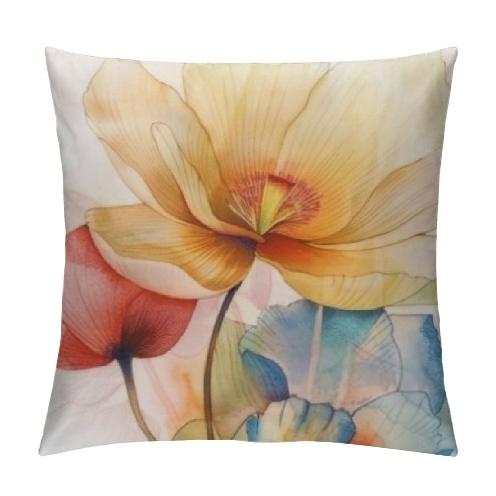 COMIO Decorative Floral Flower Pillow Covers, Blue Pink Purple Green ...