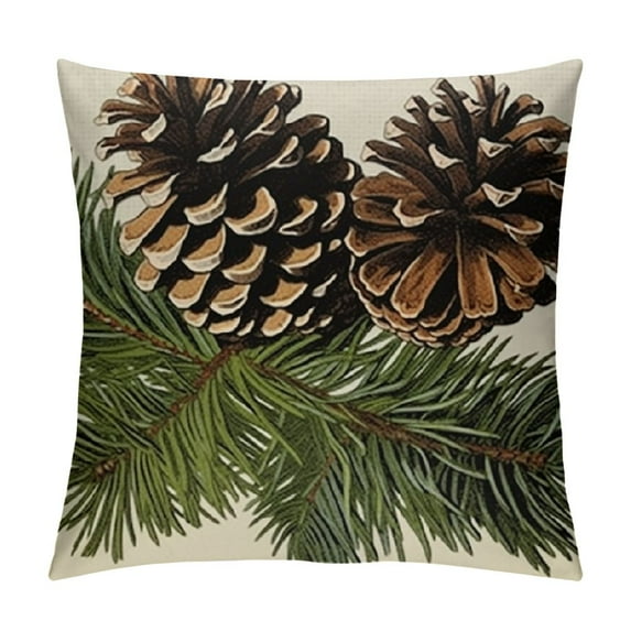 COMIO Decorative Lumbar Pillow Cover Green Christmas Brown Pine Cone On ...