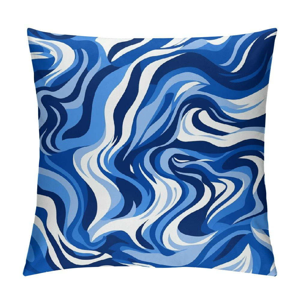 COMIO Decorative Marble Pillow Covers Soft Luxury Royal Blue Cobalt ...