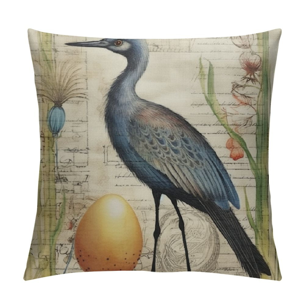 COMIO Decorative Pillow Cover Rustic Cushion Cover for Couch, Bird and ...