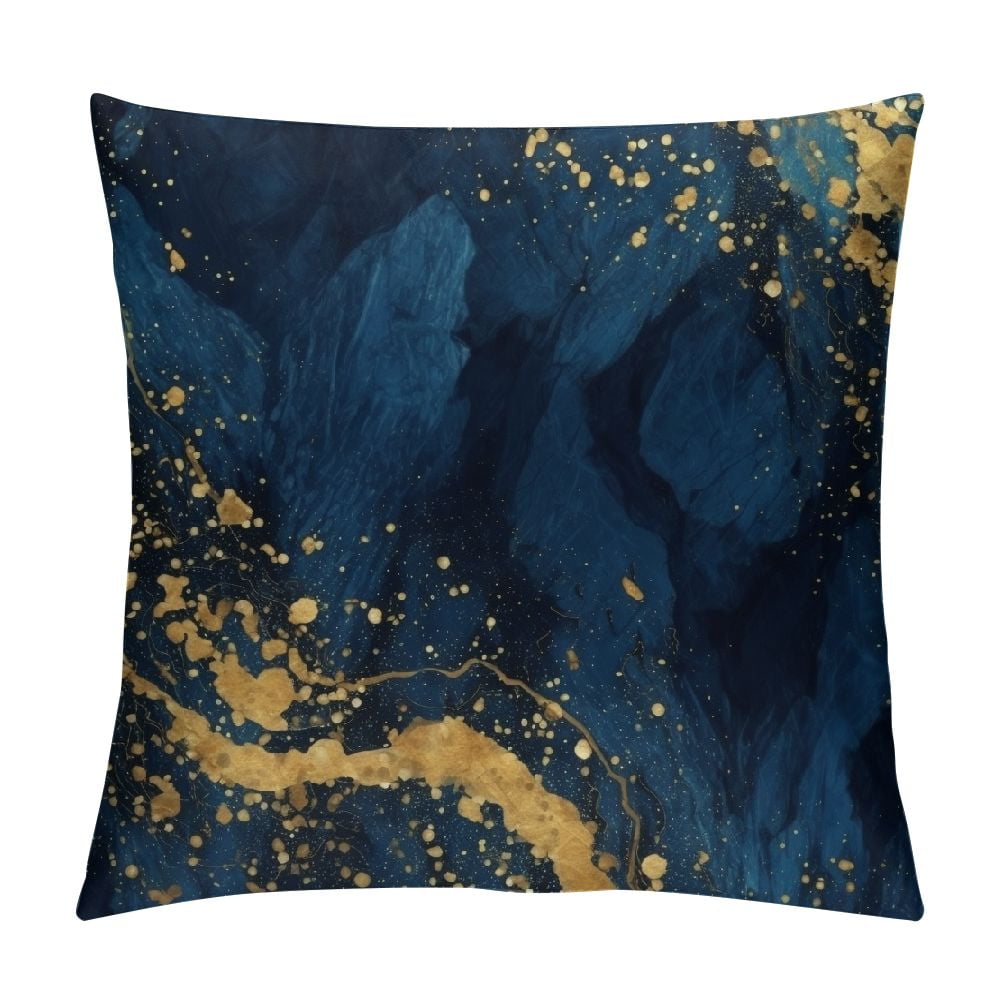 COMIO Decorative Pillow Covers, Navy Blue and Gold Marble Throw Pillow ...