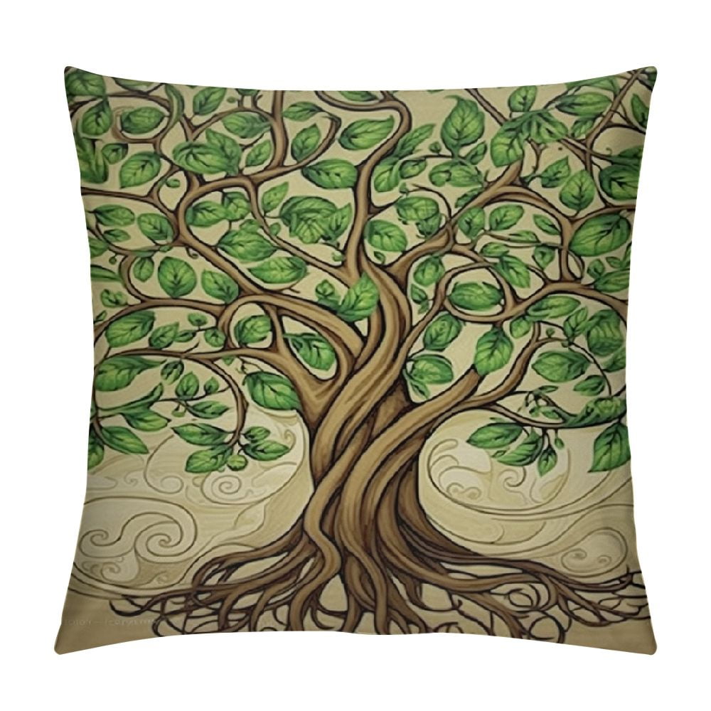 Comio Decorative Rectangle Throw Pillow Cover Leaf Tree Life Element