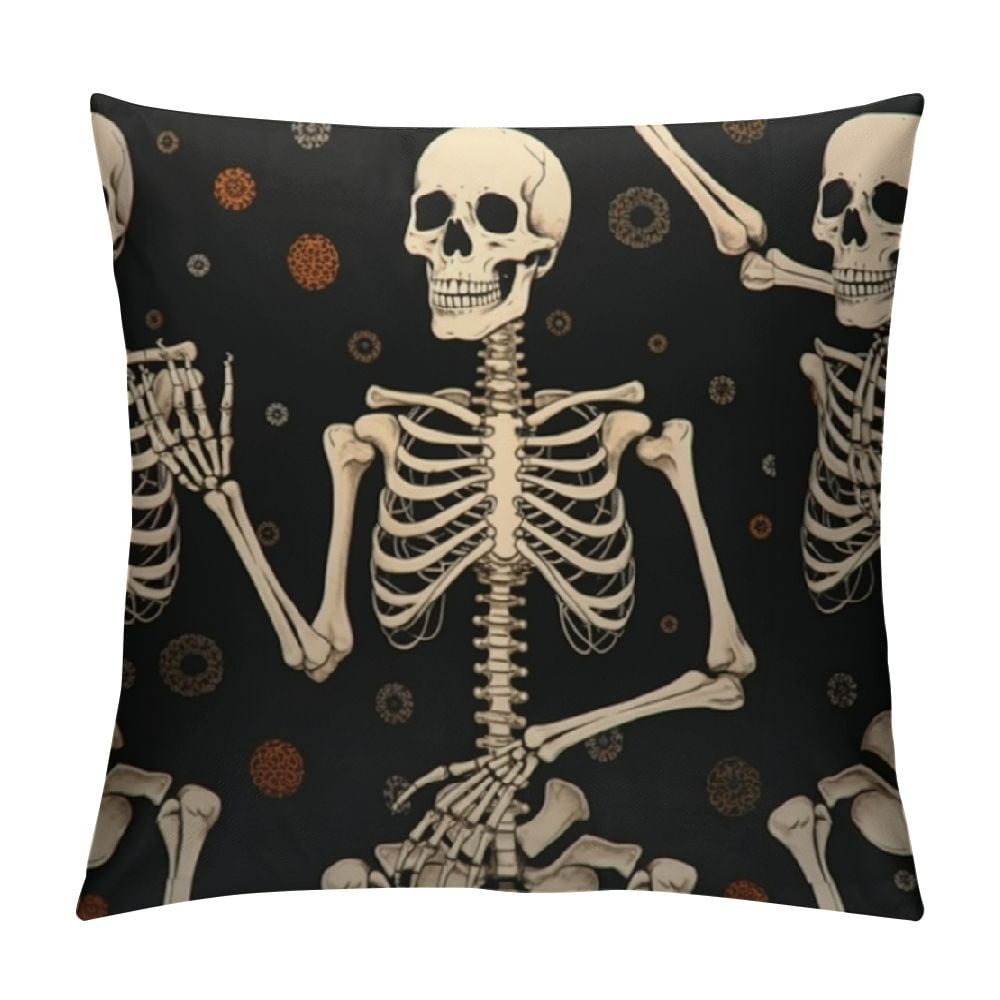 COMIO Decorative Rock Roll Skull Skeleton Throw Pillow Covers with ...