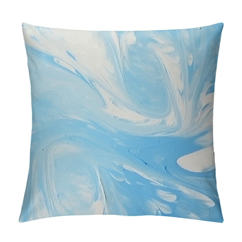 COMIO Decorative Square Throw Pillow Cover White Marbling Water Style ...