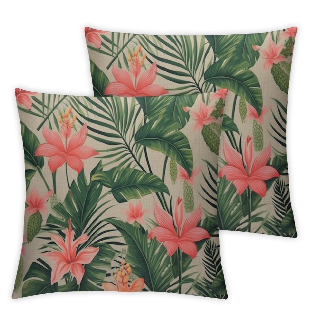 COMIO Decorative Throw Pillow Cover Beach Cheerful Tropical Dark Green ...
