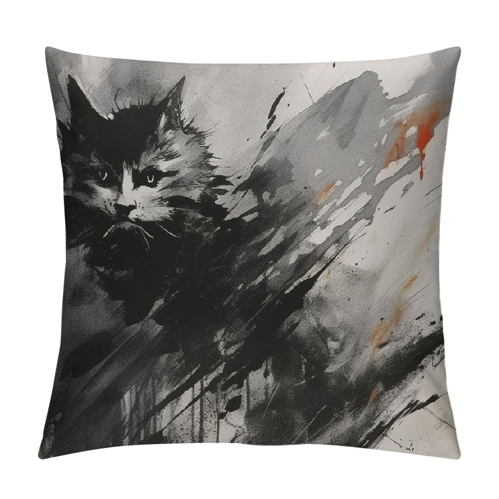 MLJA Decorative Throw Pillow Cover Black White Painted Dirty Texture ...