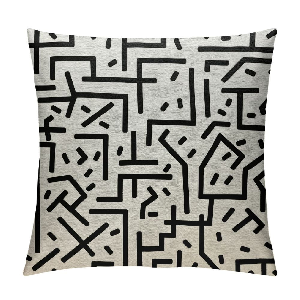 COMIO Decorative Throw Pillow Cover Black White Tile Geometric Design ...