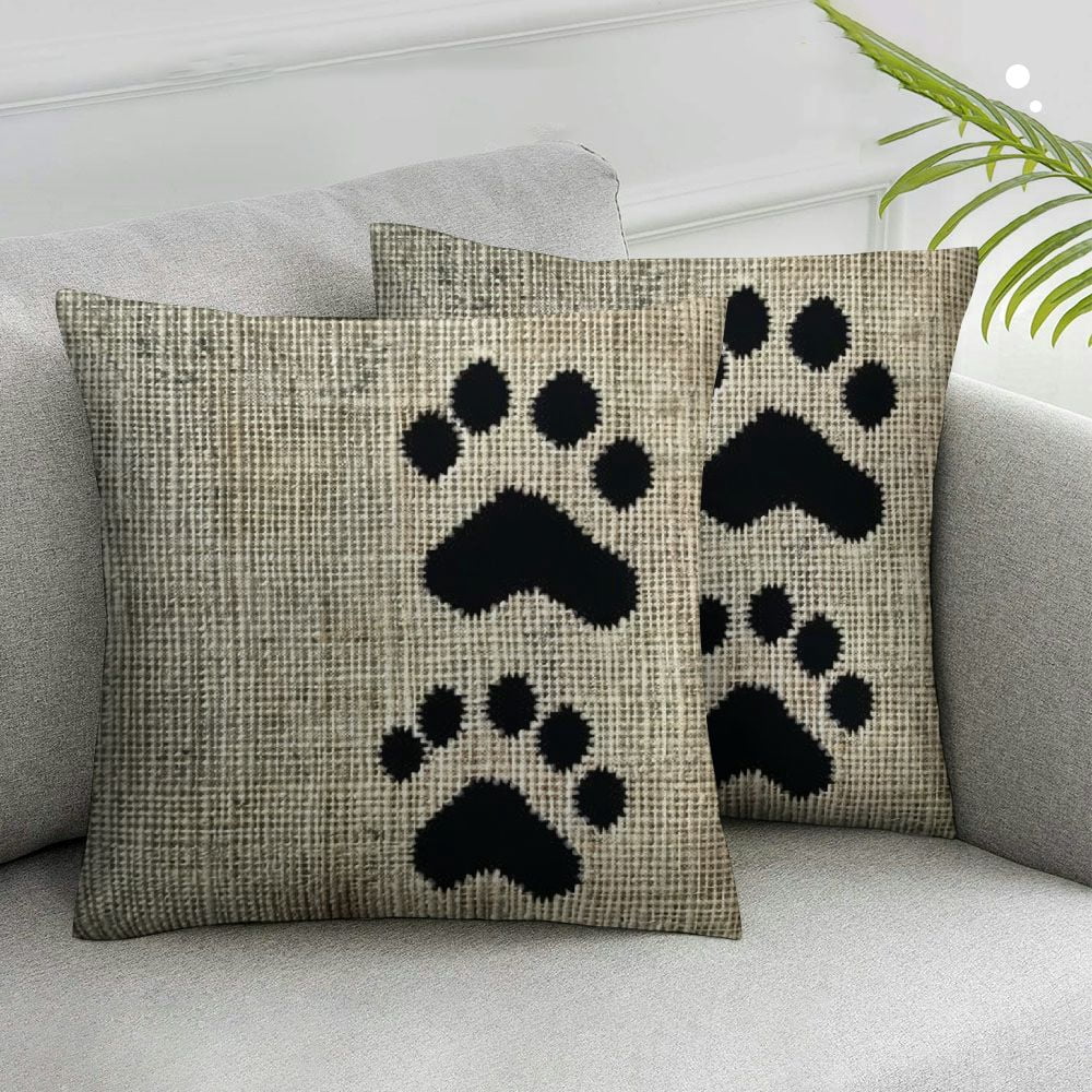 COMIO Decorative Throw Pillow Cover Farmhouse Footprints People ...