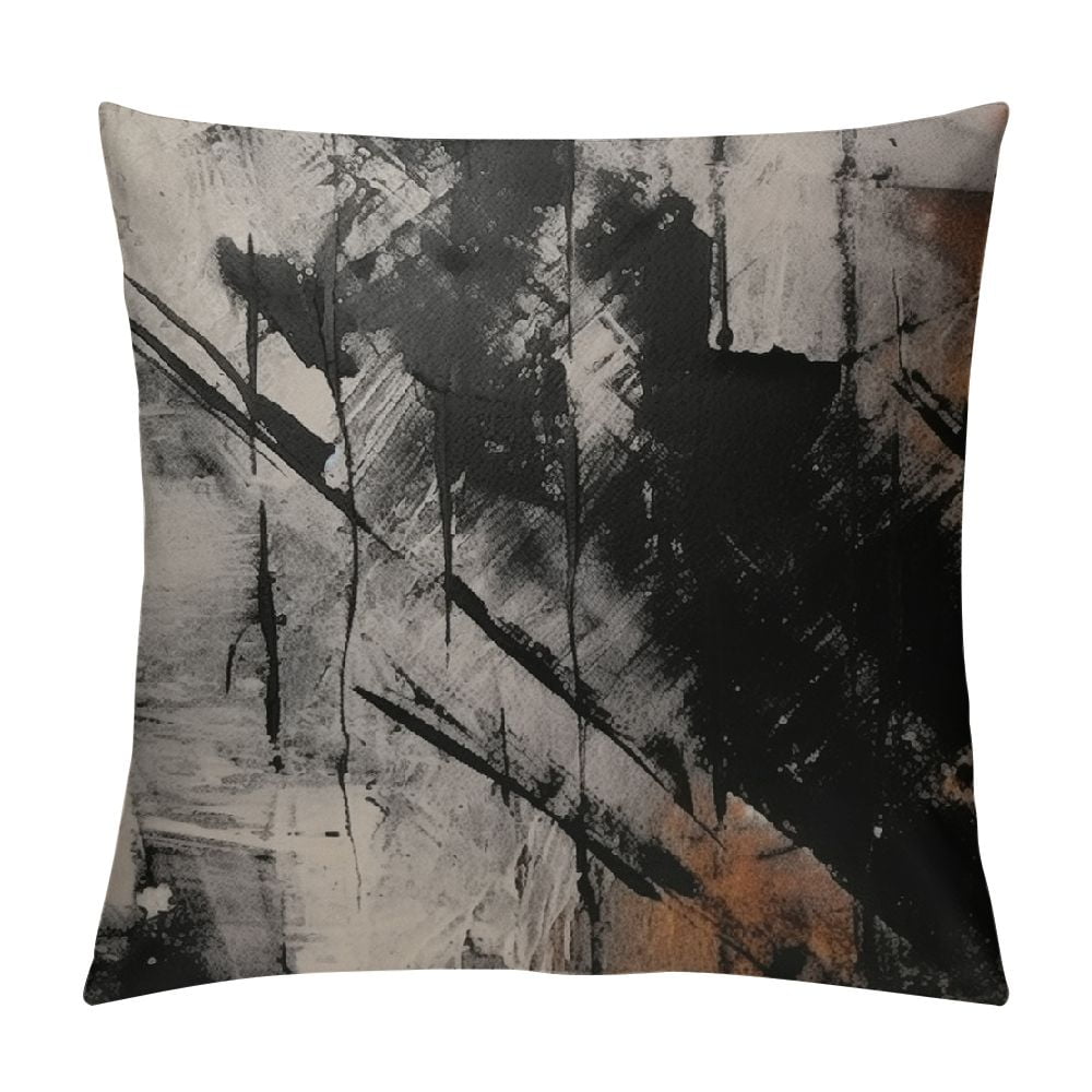 QZHH Decorative Throw Pillow Covers Black White Painted Dirty Texture ...