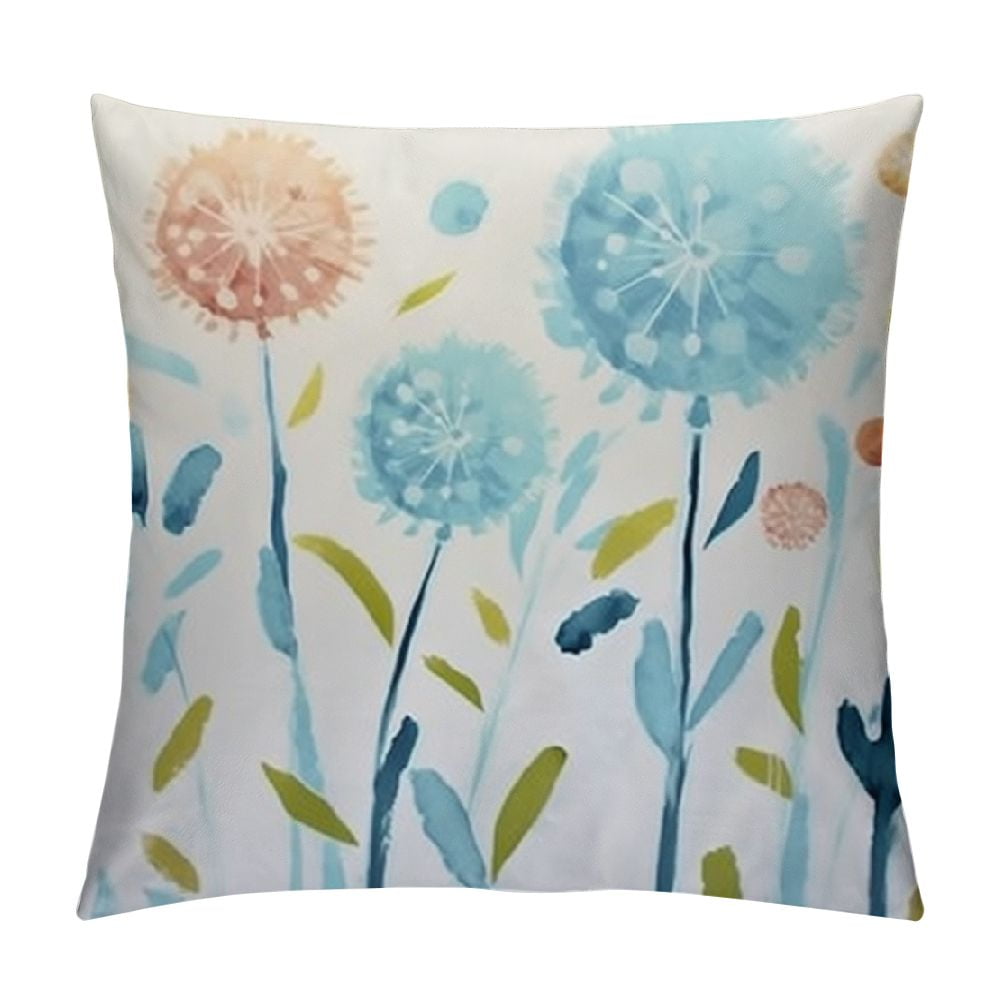 Comio Decorative Throw Pillow Covers Blue Dandelion Flower Indoor