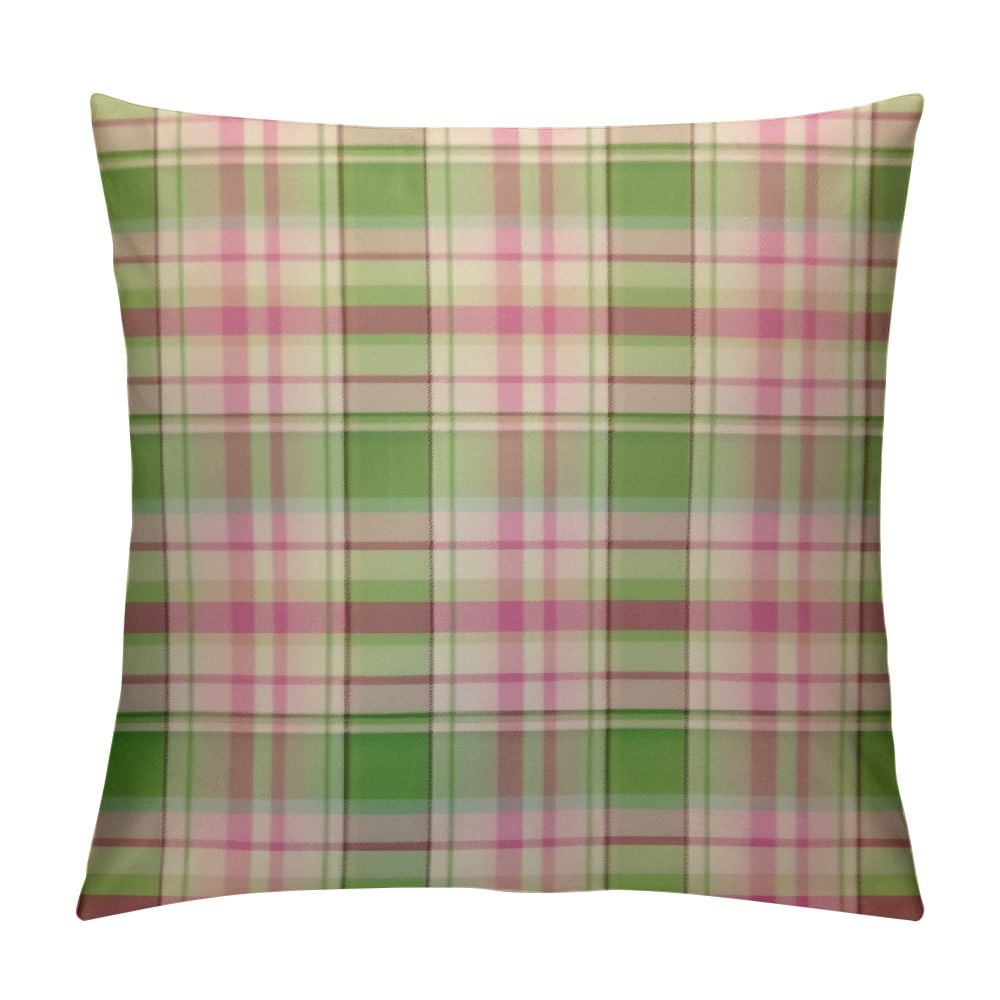 COMIO Decorative Throw Pillow Covers Classic Green Cabin Plaid Pattern ...