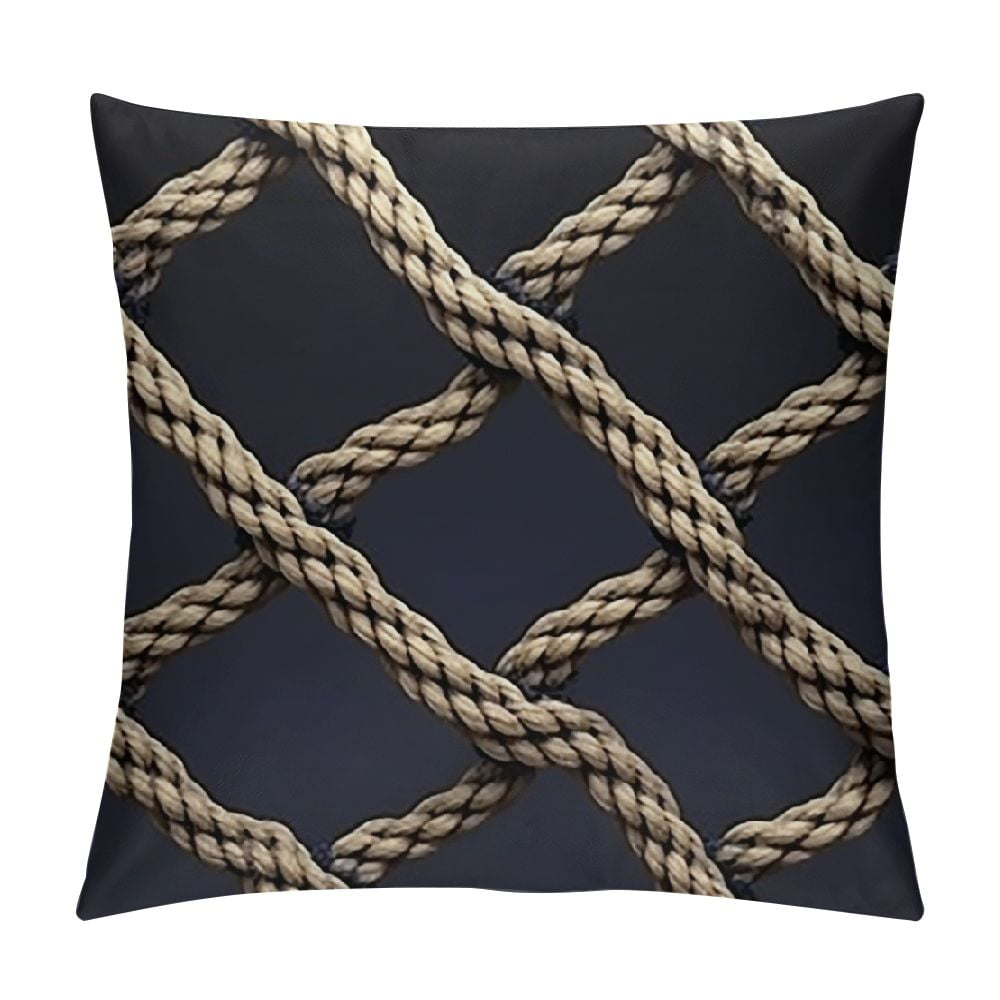 MLJA Decorative Throw Pillow Covers Nautical Rope Pattern Endless Navy ...