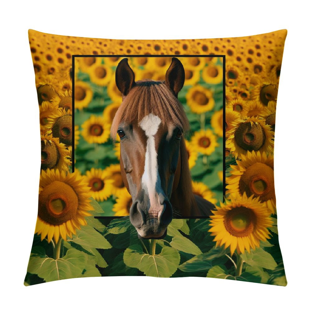 COMIO Decorative Throw Pillow Covers Rustic Farmhouse Horse and ...
