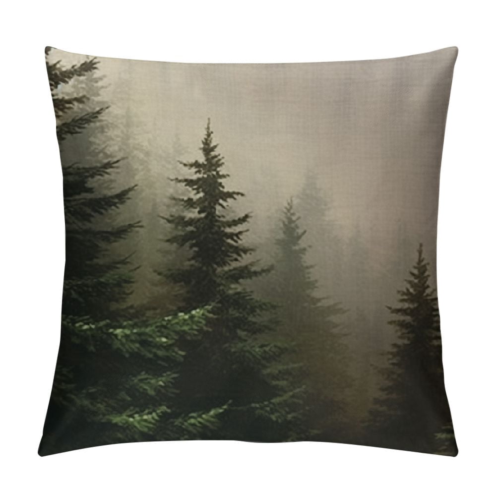 MLJA Decorative Throw Pillow Covers Valley Rising Mist Foggy Pine ...