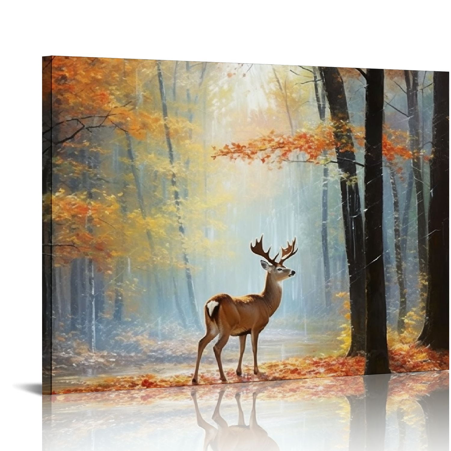 COMIO Deer Autumn Forest Wall Art for Living Room, Beautiful Sika Wild ...