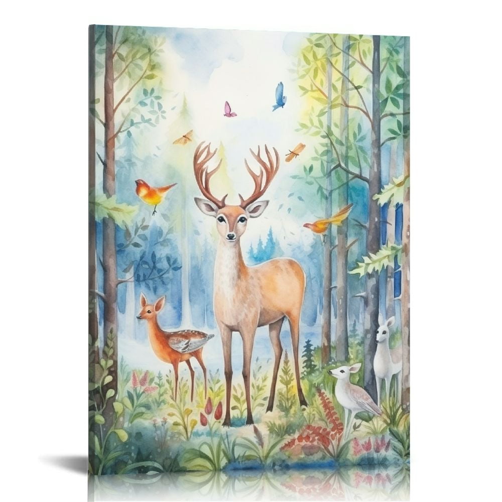 COMIO Deer Decor wall art Fox canvas Pictures Cardinal Wall Decor ...