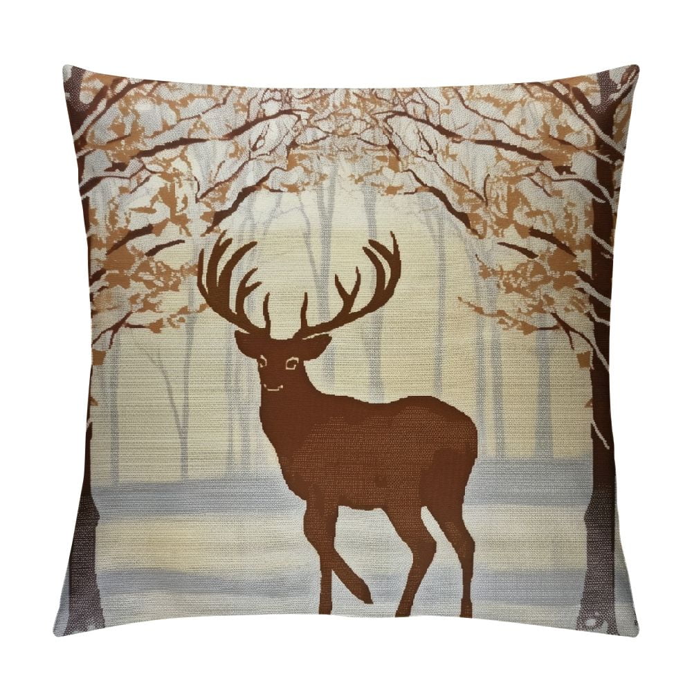 COMIO Deer Decorative Throw Pillow Cover Case Vintage Animal Moose Elk ...