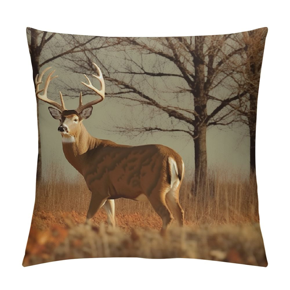 COMIO Deer Grass Hunting Rustic Farmhouse Decorative Throw Pillow Cover ...
