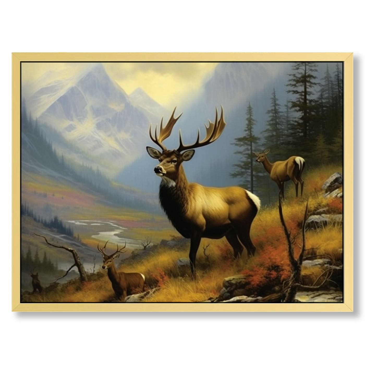COMIO Deer Hunting Plaid Buffalo 16x12in / 20x16in Print On Canvas with ...