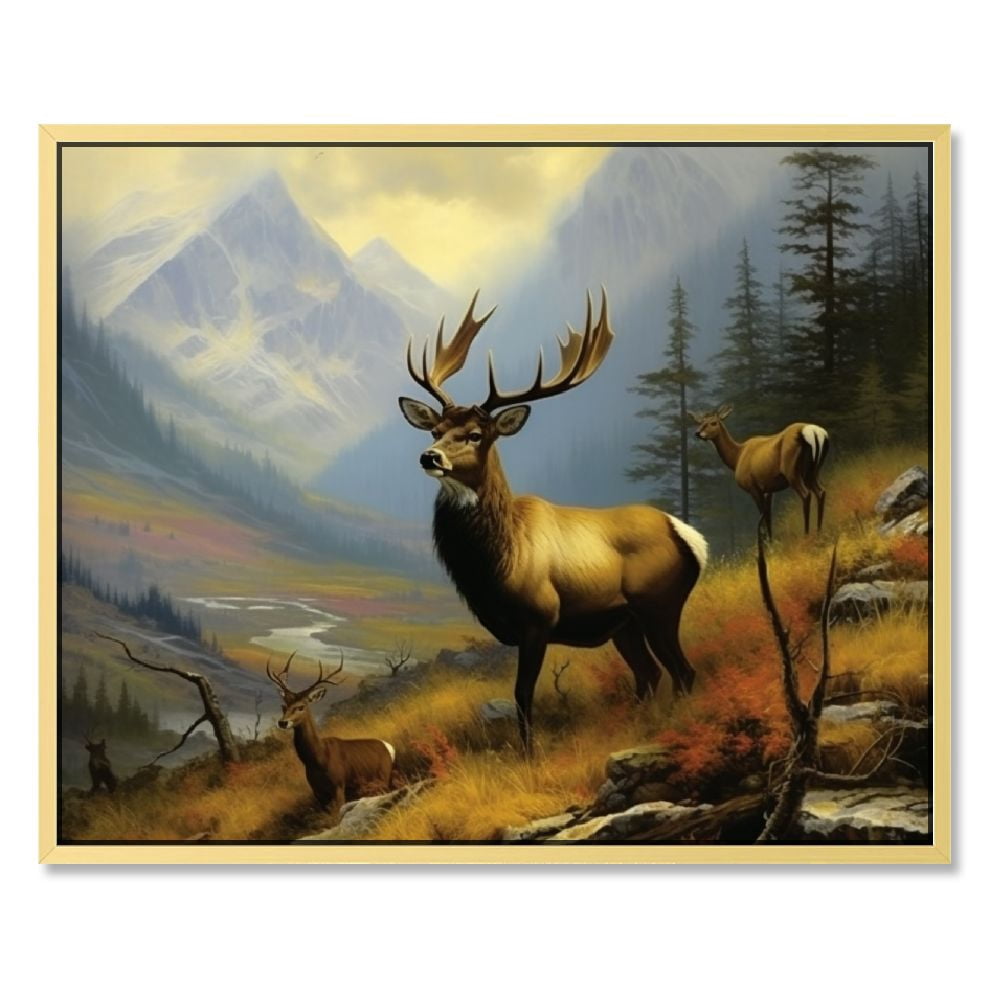COMIO Deer Hunting Plaid Buffalo 16x12in / 20x16in Print On Canvas with ...