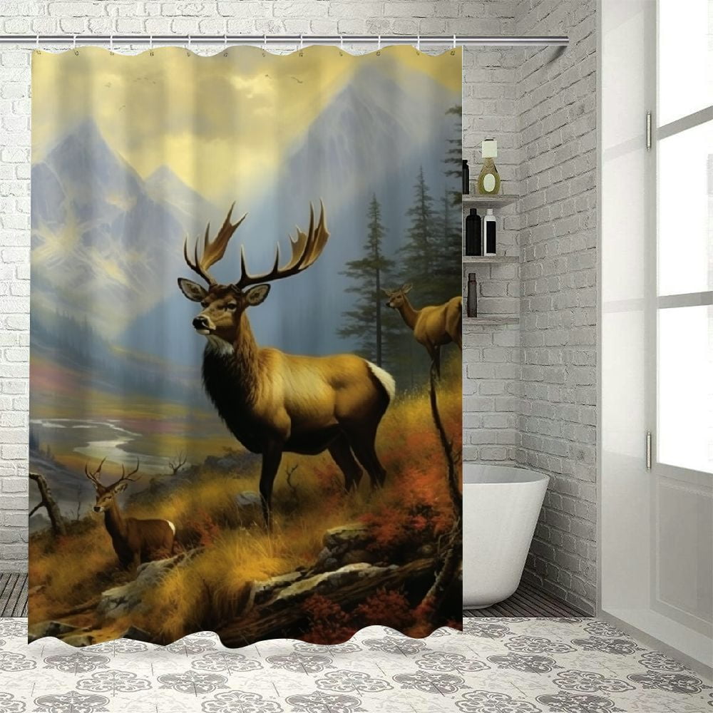 COMIO Deer Hunting Plaid Buffalo Shower Curtain for Bathroom - Multiple ...