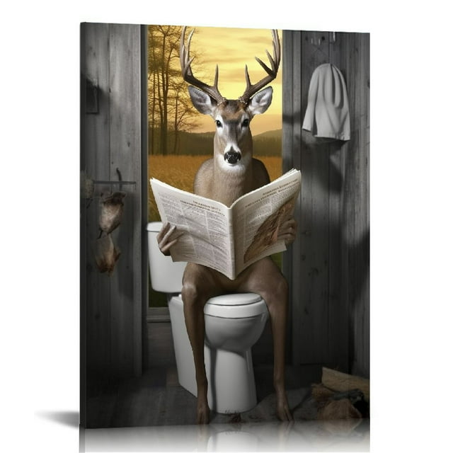 COMIO Deer Reading Newspaper In Canvas Prints Wall Art Paintings Home ...