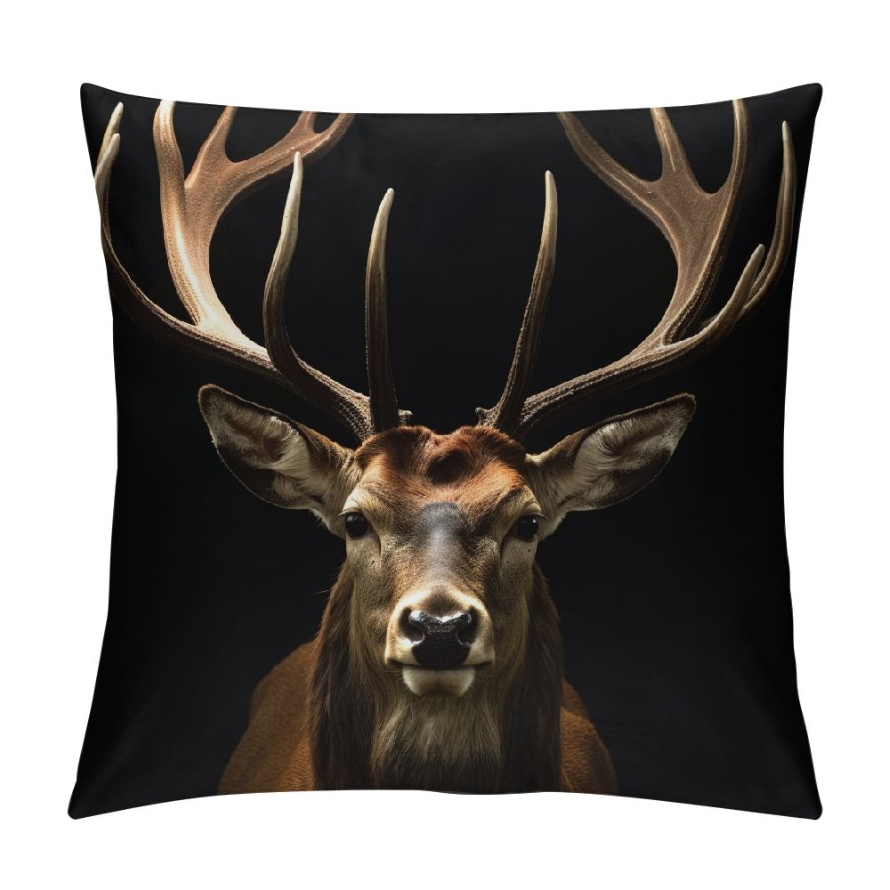 COMIO Deer Throw Pillow Covers Nature Wild Deer Head Antler Animal ...