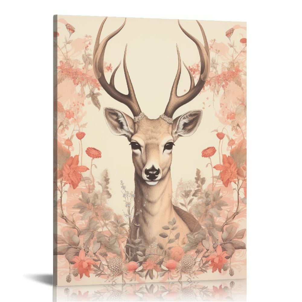 COMIO Deer With flowers Upcycled Vintage Dictionary Art Print, Deer ...