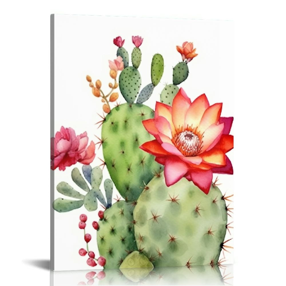 COMIO Desert Succulent Wall Art Watercolor Cactus Canvas Oil Painting ...