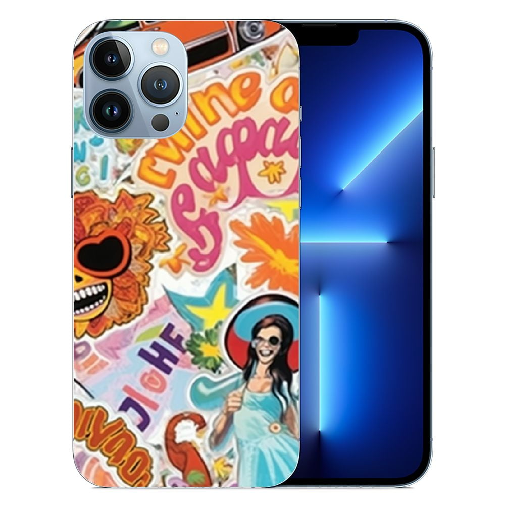 COMIO Design for iPhone 14 Pro, Retro Aesthetic Collage Vintage Chic Vibe Hippie Indie Groovy ...