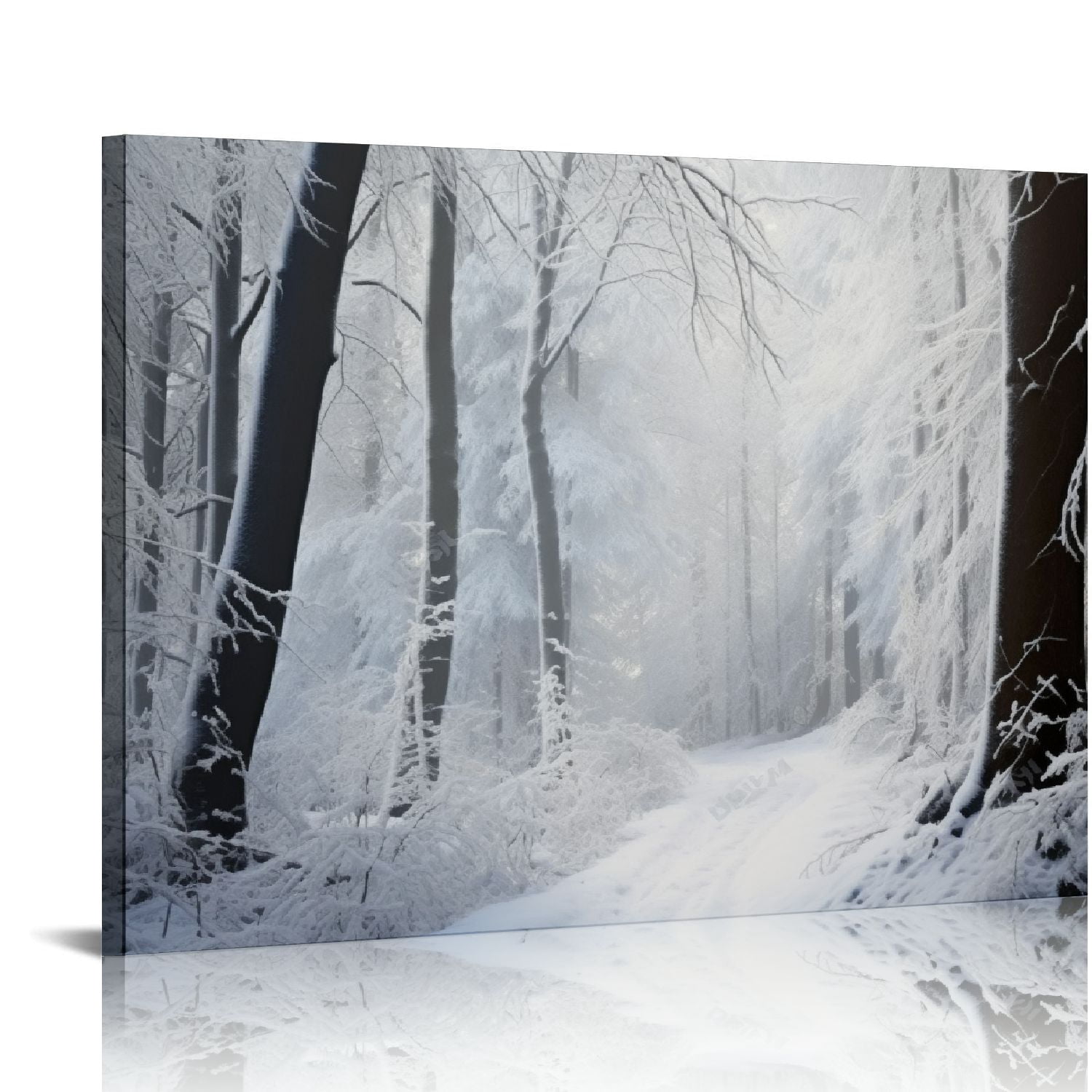 COMIO Designart Dense Winter Forest and Lane Large Forest Glossy Metal ...