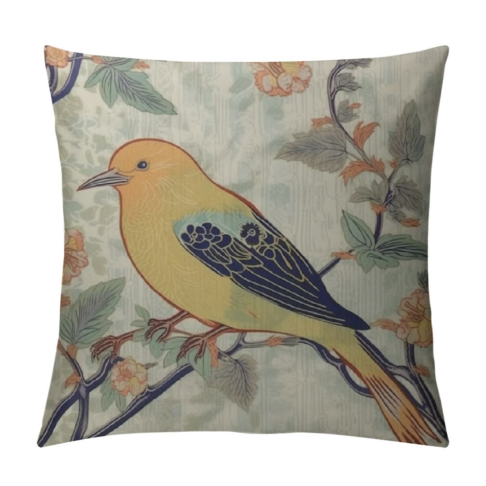 COMIO Designs Singing Bird Suede Blown and Closed Pillow Light Green ...