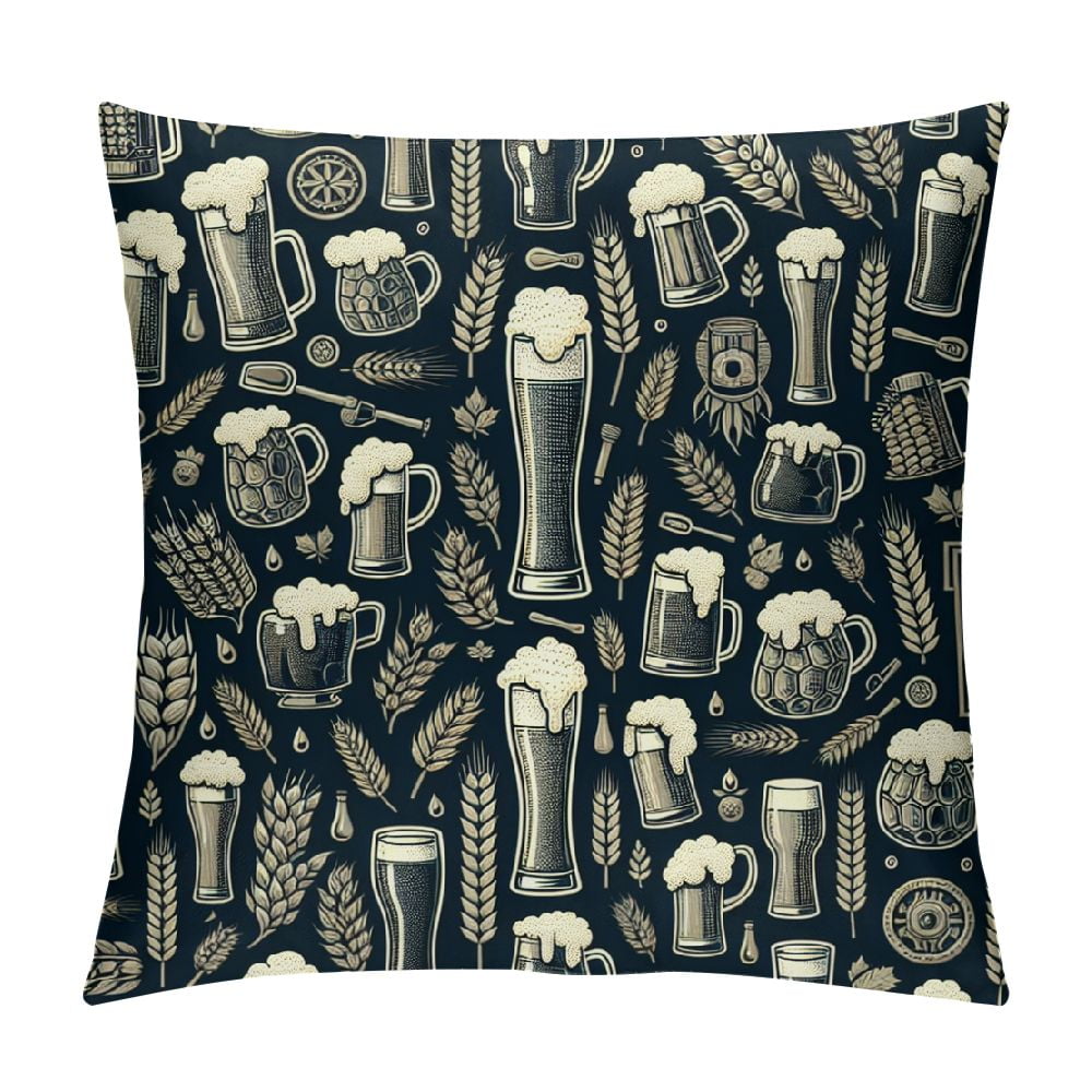 COMIO Different Beer Glasses Pillow Covers, Trimmed Pillow Cover ...