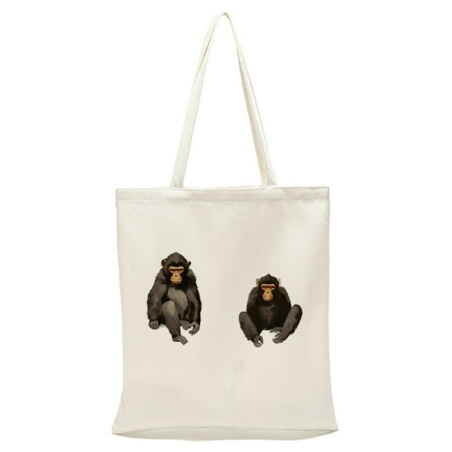 QZHH Different Types of Monkeys Canvas Tote Bag Shoulder Bags Reusable ...