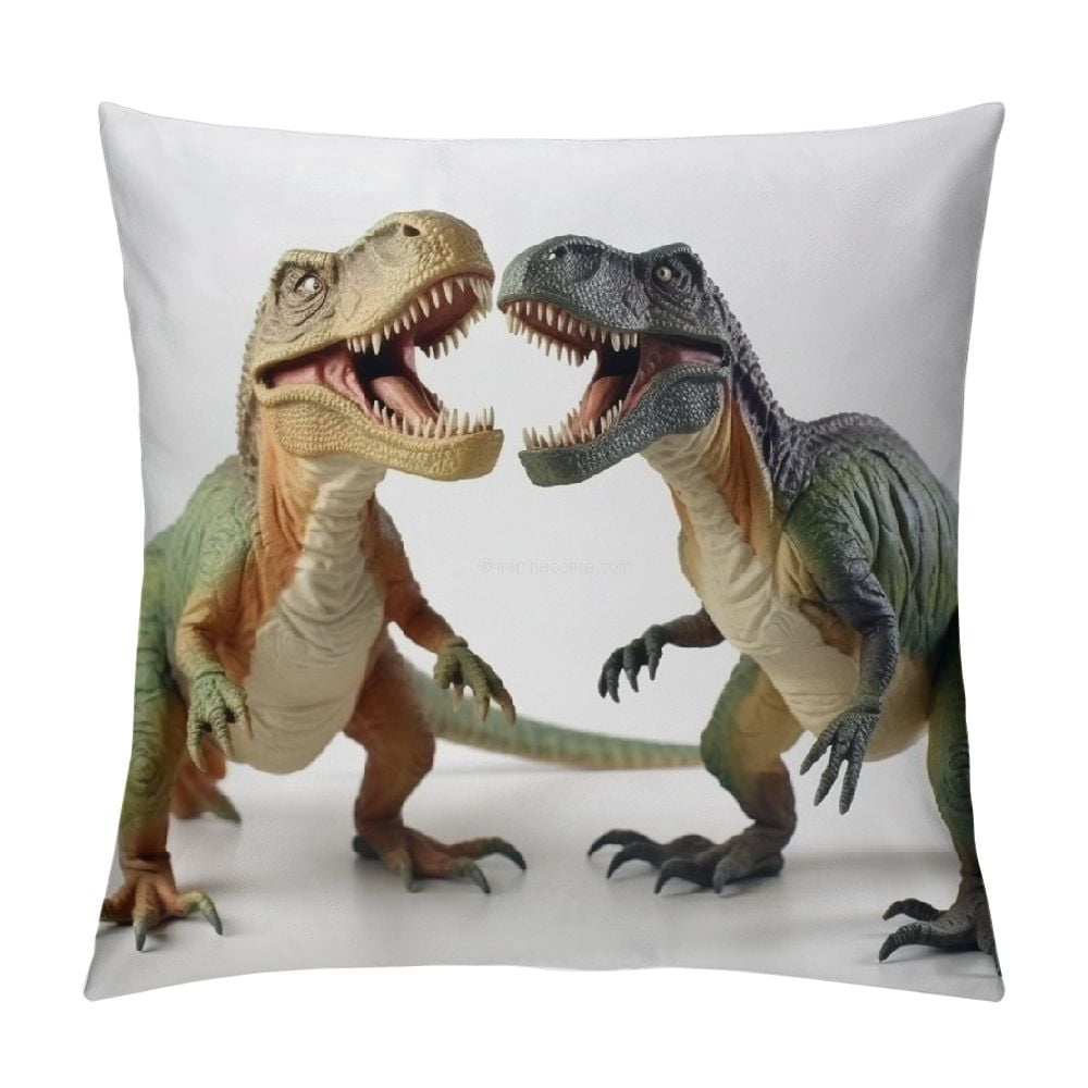 COMIO Dinosaur Pillow Sham, Tyrannosaurus Rex Pair Facing Off Ferocious ...