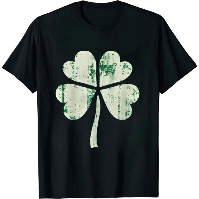 COMIO Distressed Shamrock Retro Irish Four Leaf Clover Shirt - Walmart.com