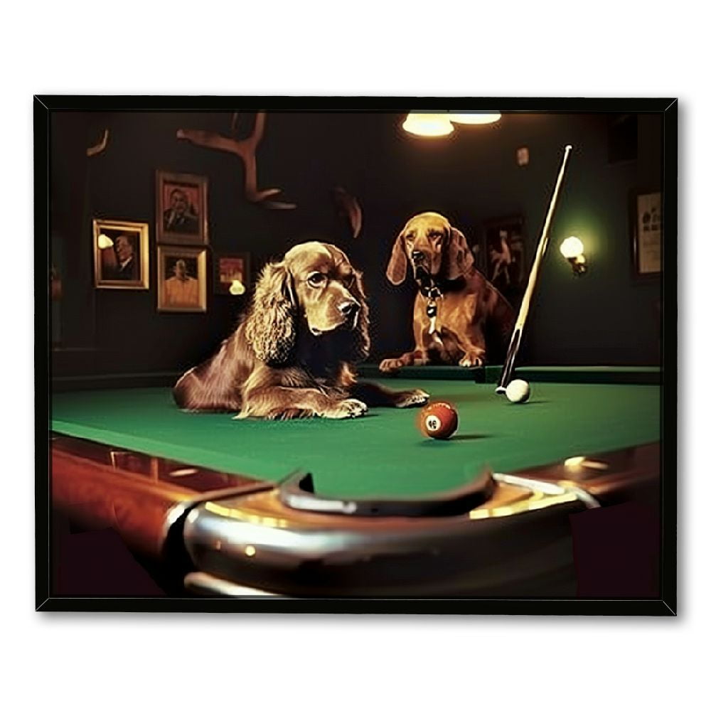 COMIO - Dogs Playing Billiards Oil Painting Reproduction Artwork Print ...